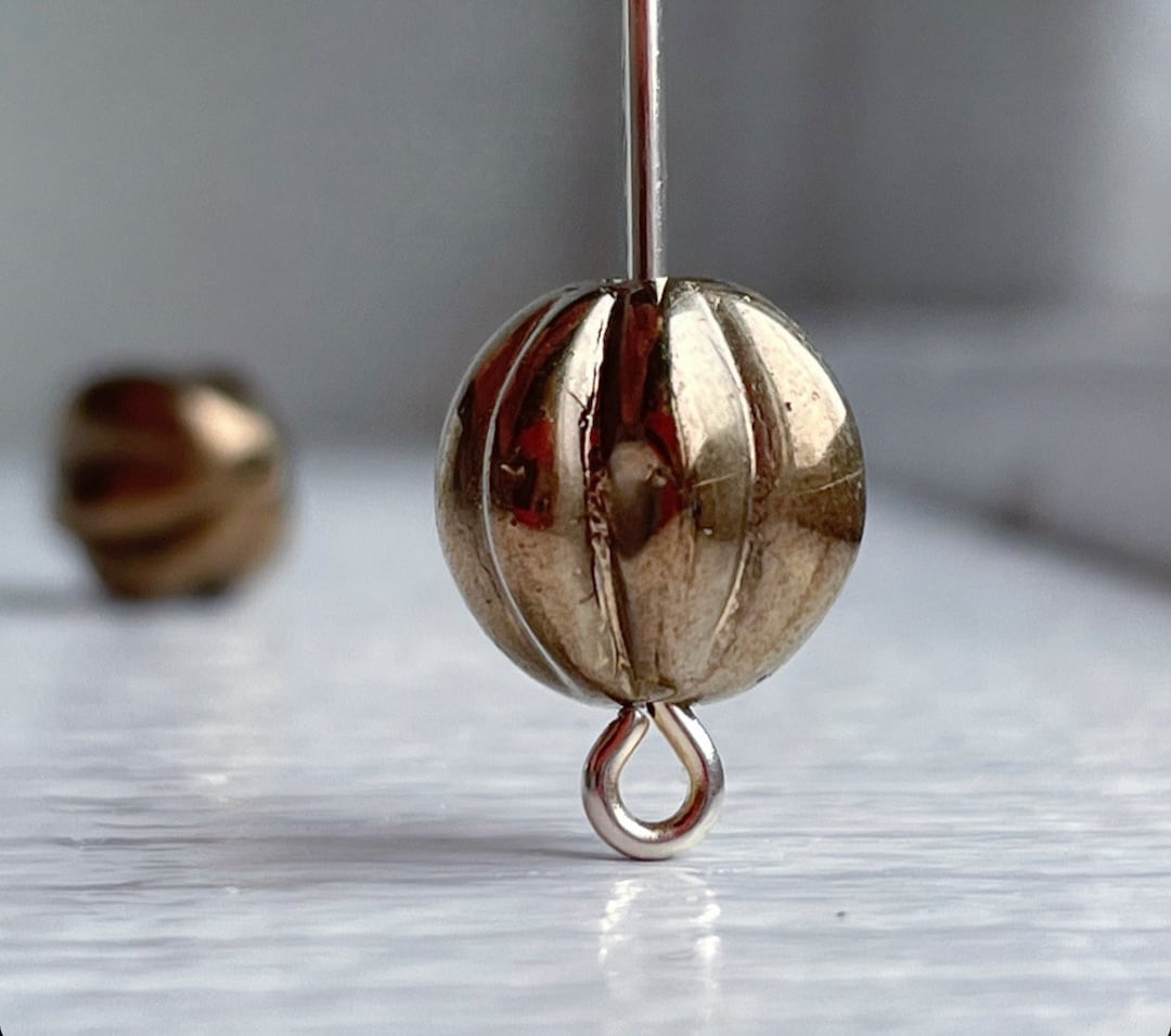 Vintage Czech Fluted Bronze Round Glass Beads Corrugated 10mm 12 Beads ...