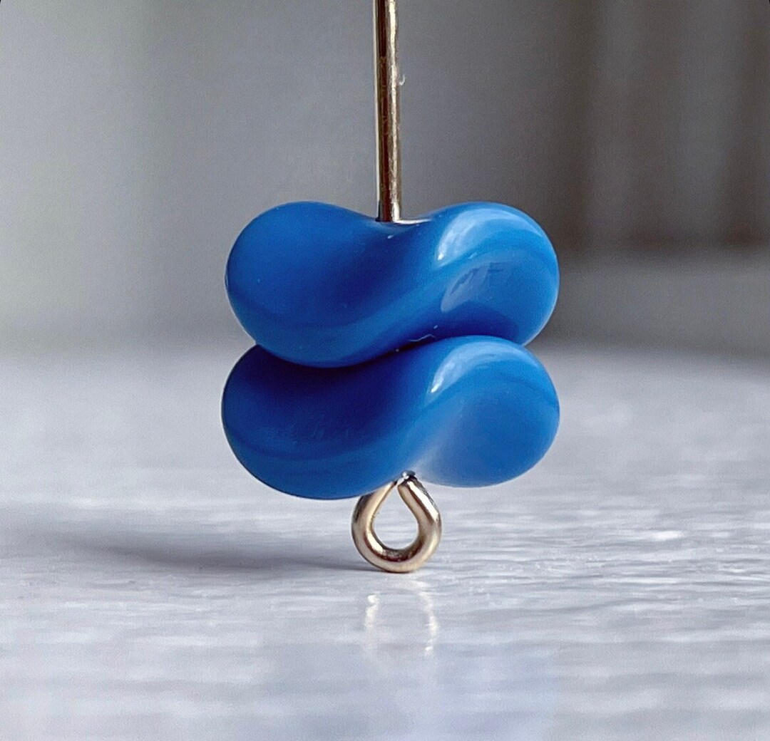 Vintage Czech Glass Twisted Oval Opaque Blue Stacking Pinwheel Beads ...
