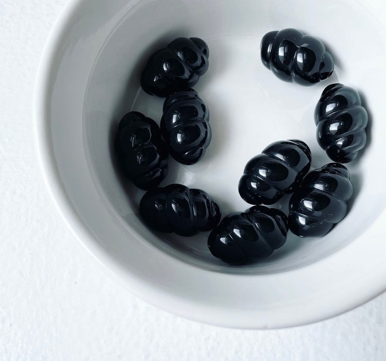 Vintage Black Lucite Twisted Fluted Oval Ridged Tube Beads - Etsy