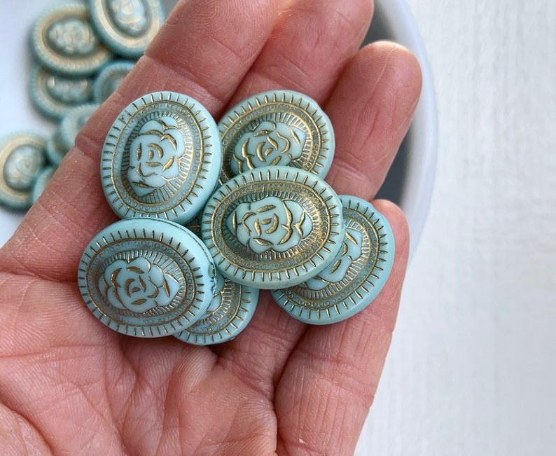 Etched Acrylic Beads Pale Minty Blue Mint Green Gold Acrylic | Etsy