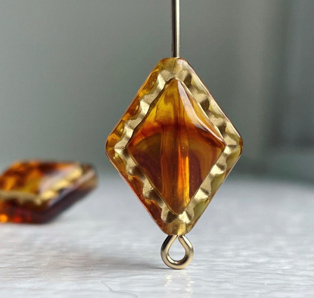 Tortoiseshell Gold Acrylic Diamond Shaped Bicone Beads - Etsy