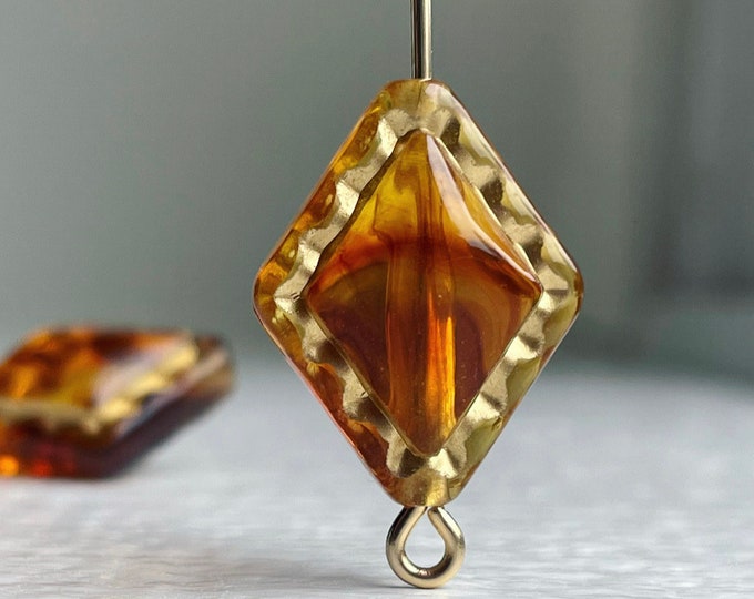 Tortoiseshell Gold Acrylic Diamond Shaped Bicone Beads Tortoise Topaz ...