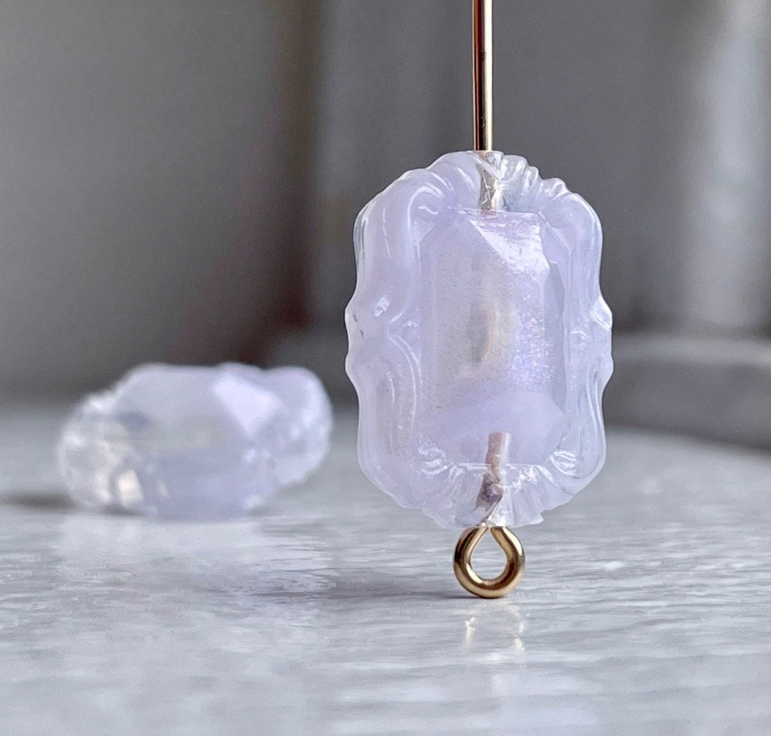 Carved Purple Lilac White Acrylic Rectangle Gem Beads 18mm 12 - Etsy