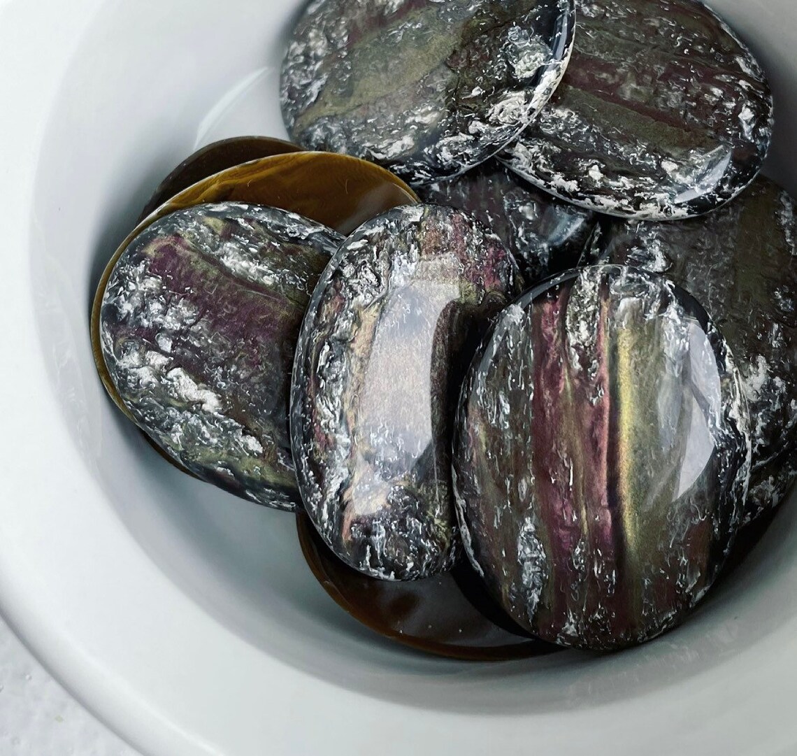 Vintage AB Marbled Abalone Oval Resin Cabochons Cabs Flatbacks | Etsy