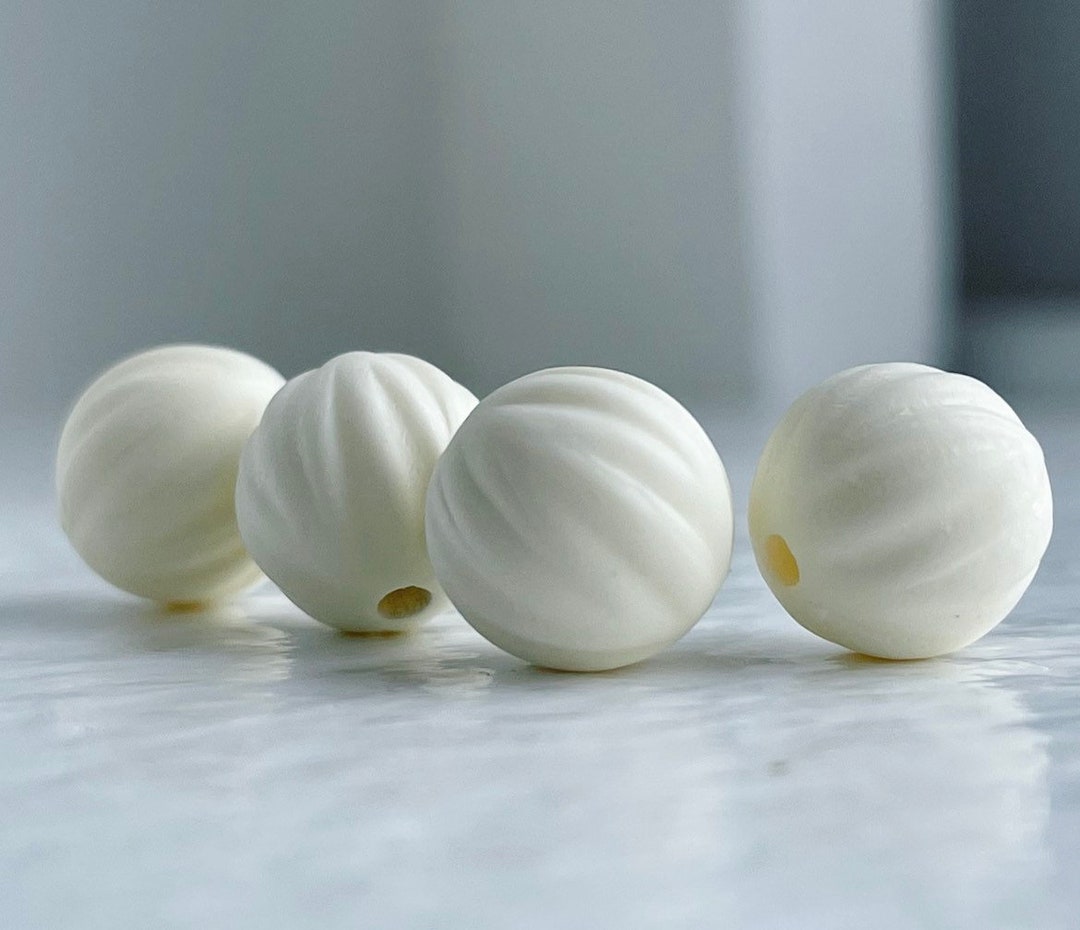 Vintage Lucite Ivory Cream Opaque Fluted Round Beads Matte 10mm (20) - Etsy