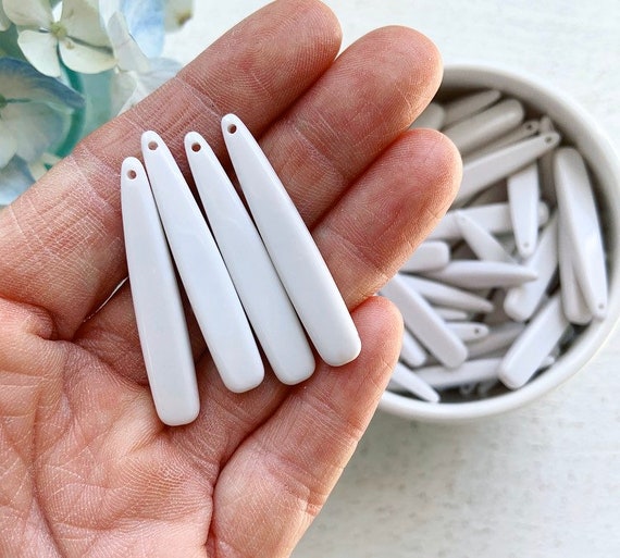 Acrylic White Flat Drop Teardrop Beads Long 39mm 16 | Etsy
