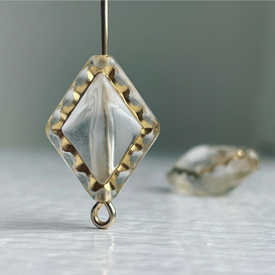 Crystal Gold Acrylic Diamond Shaped Bicone Beads 18mm 16 - Etsy