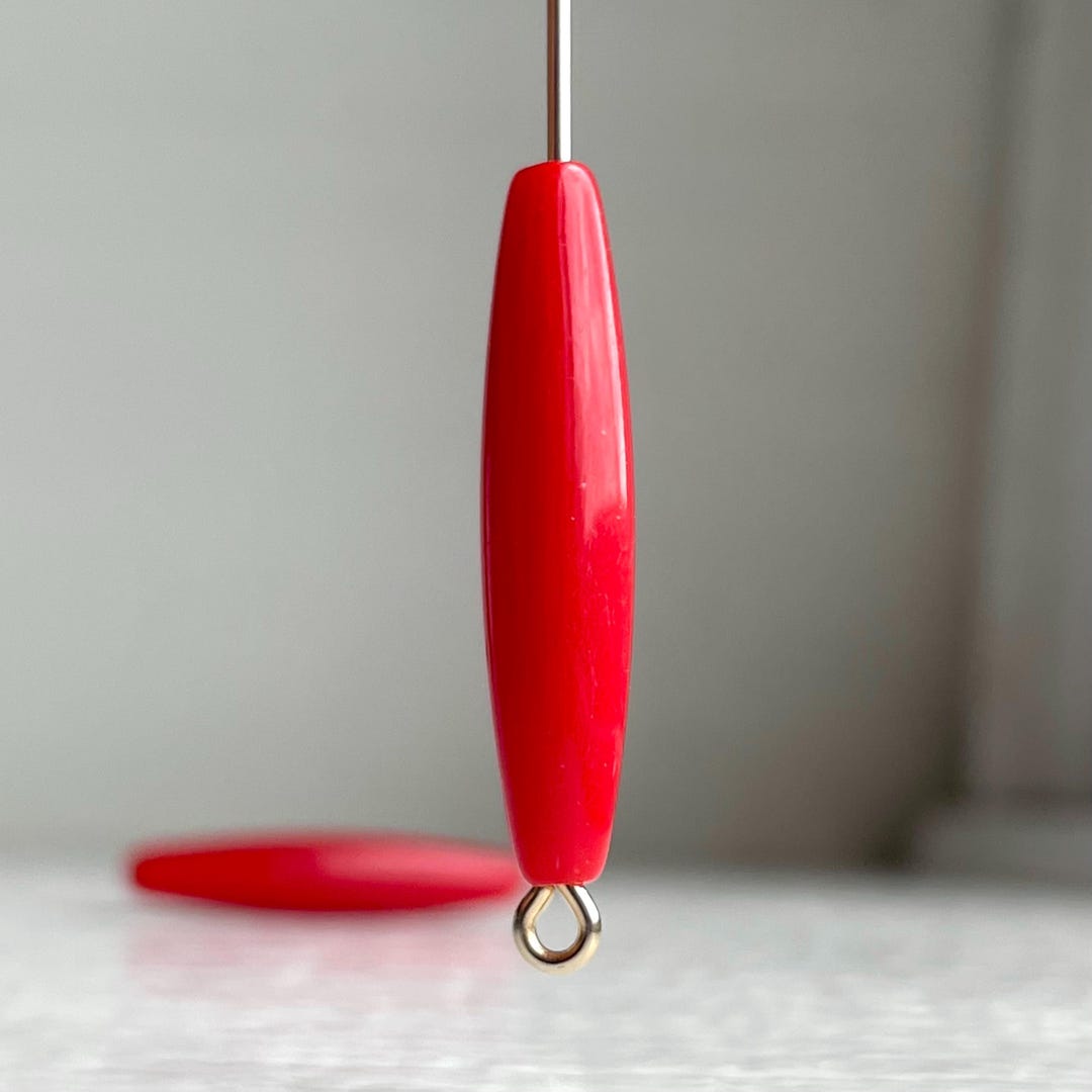 Opaque Red Oval Acrylic Stick Beads 28mm (14) - Etsy