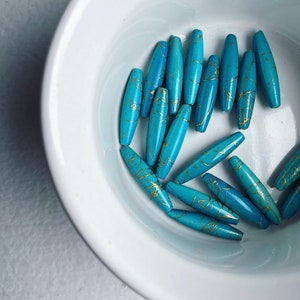 Turquoise Gold Drizzle Oval Acrylic Rice Beads 28mm 20 - Etsy
