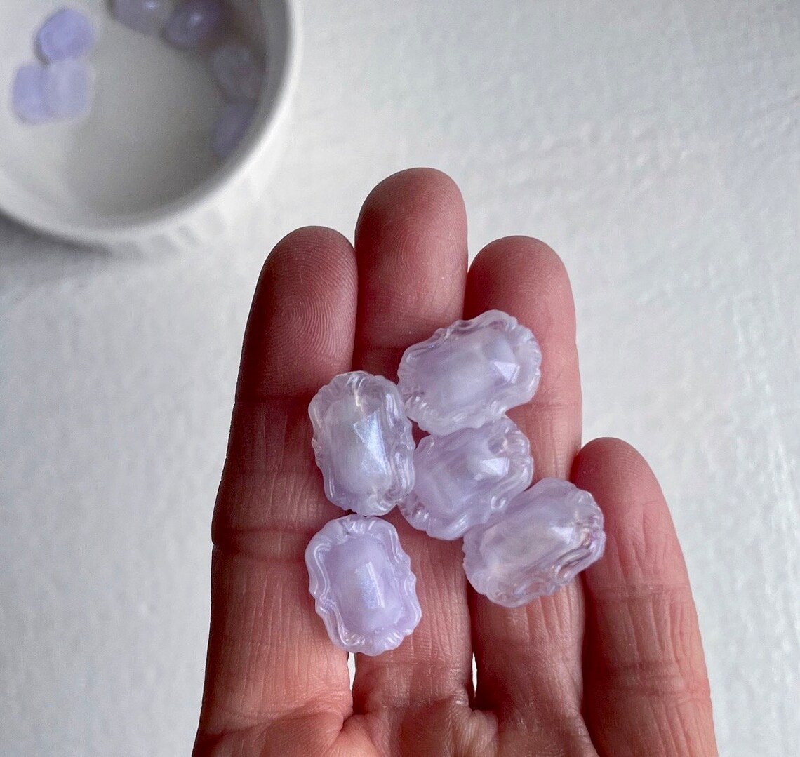 Carved Purple Lilac White Acrylic Rectangle Gem Beads 18mm (12) - Etsy