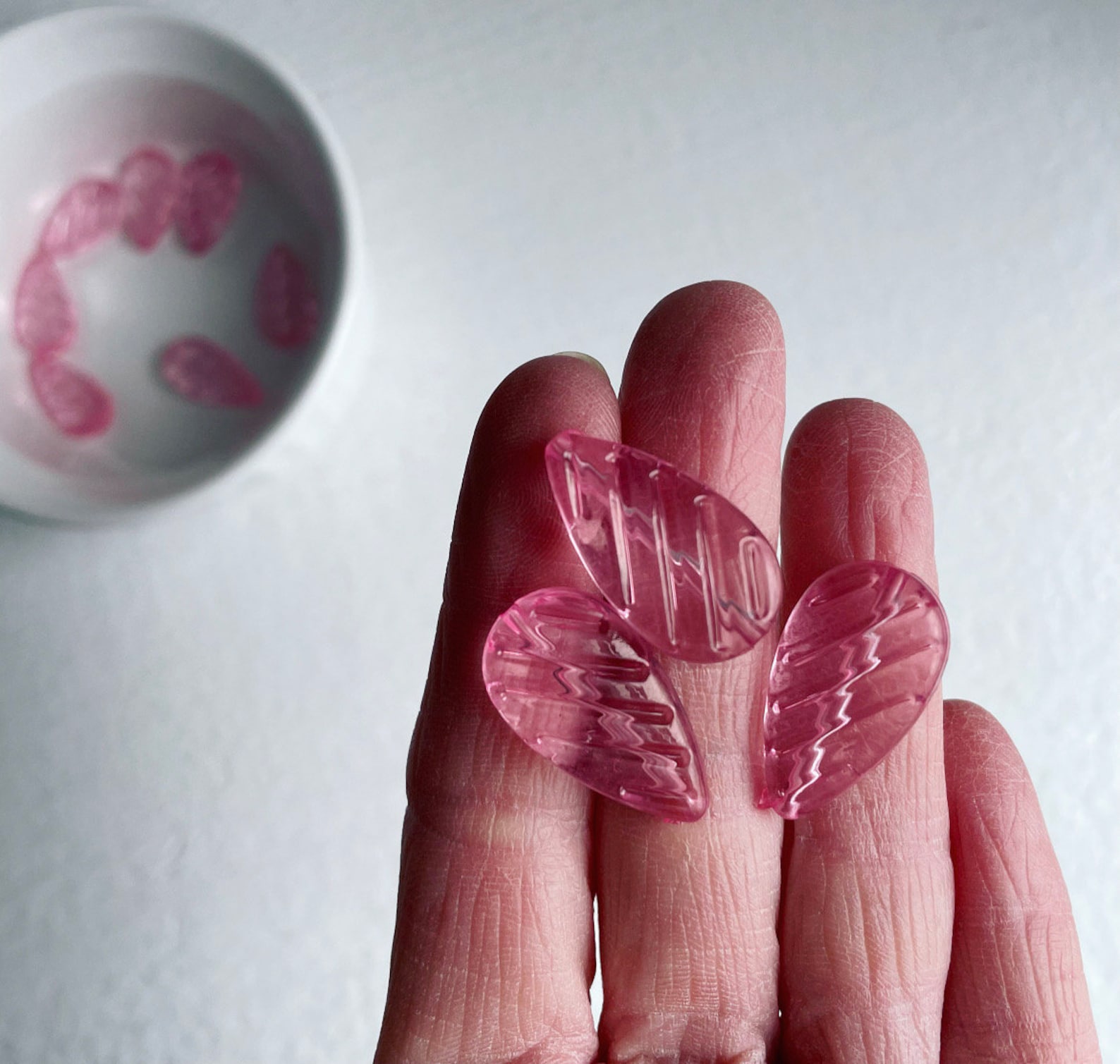 Pink Acrylic Drop Beads Flat Ridged Teardrop 24mm 16 - Etsy