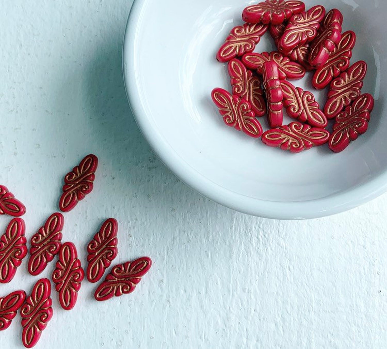 Deep Raspberry Pink Gold Etched Flat Oval Acrylic Beads 30mm | Etsy