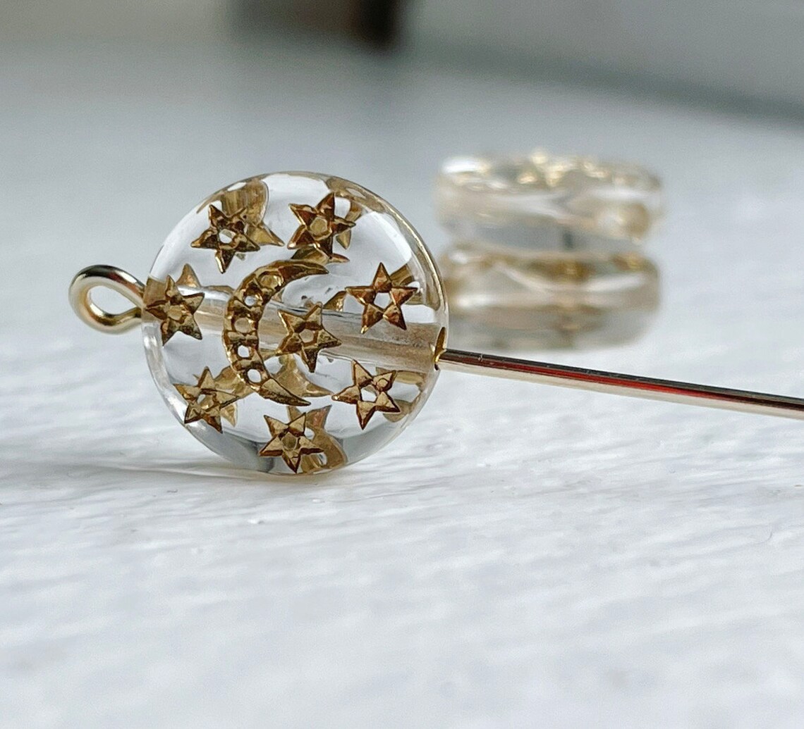 Etched Crystal Gold Moon Stars Coin Acrylic Pillow Beads 13x5mm (14) - Etsy