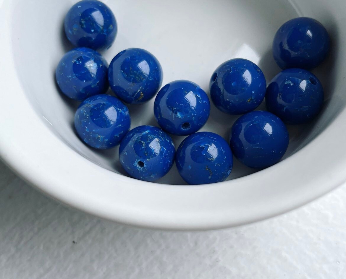 Vintage Blue Pitted Granite Round Lucite Beads Organic 16mm (10) - Etsy