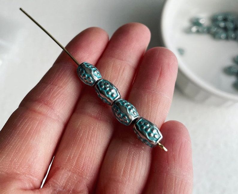 Etched Silver Blue Green Patina Acrylic Bumpy Oval Beads 9mm - Etsy