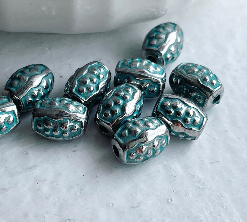 Etched Silver Blue Green Patina Acrylic Bumpy Oval Beads 9mm - Etsy