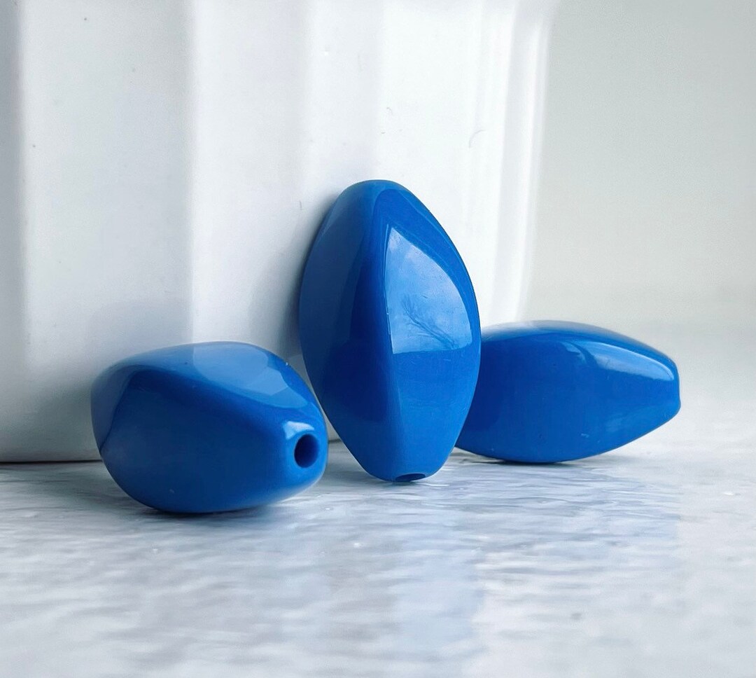 Vintage Blue Beveled Oval Lucite Beads 23mm (10) - Etsy