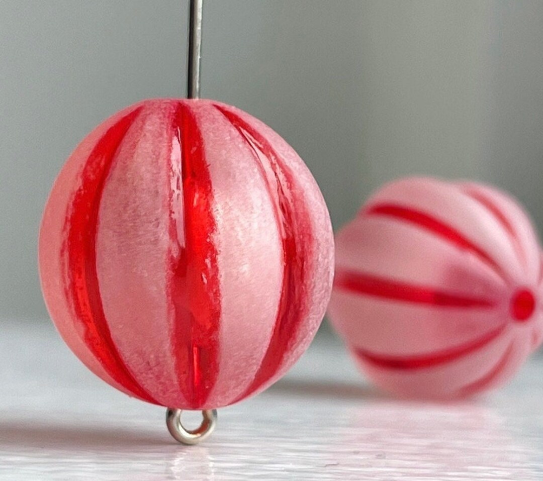 Red Fluted Round Acrylic Bead Matte Frosted Finish 20mm (8) - Etsy