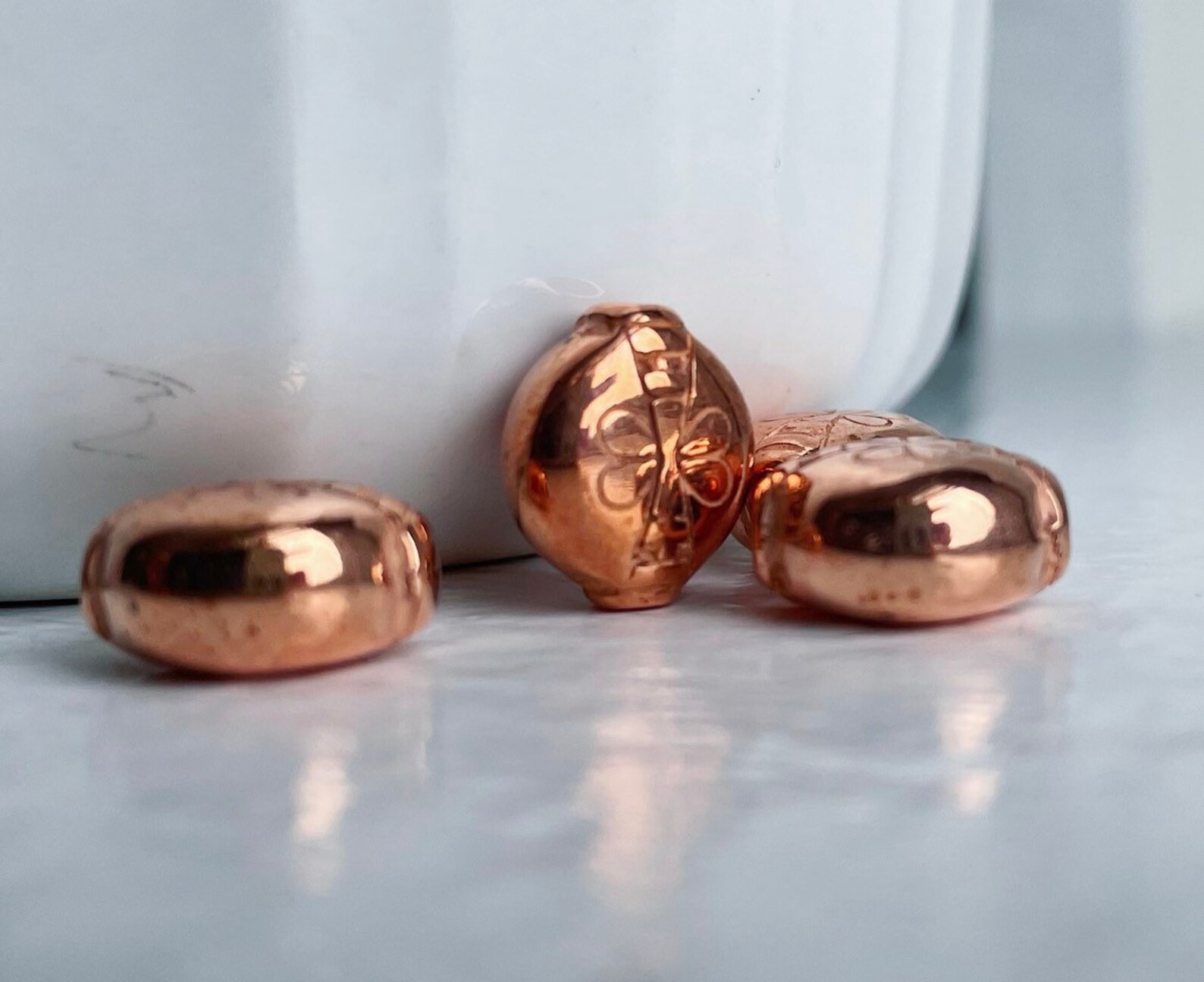 Vintage Copper Carved Etched Coin Oval Lucite Beads 12mm (20) - Etsy