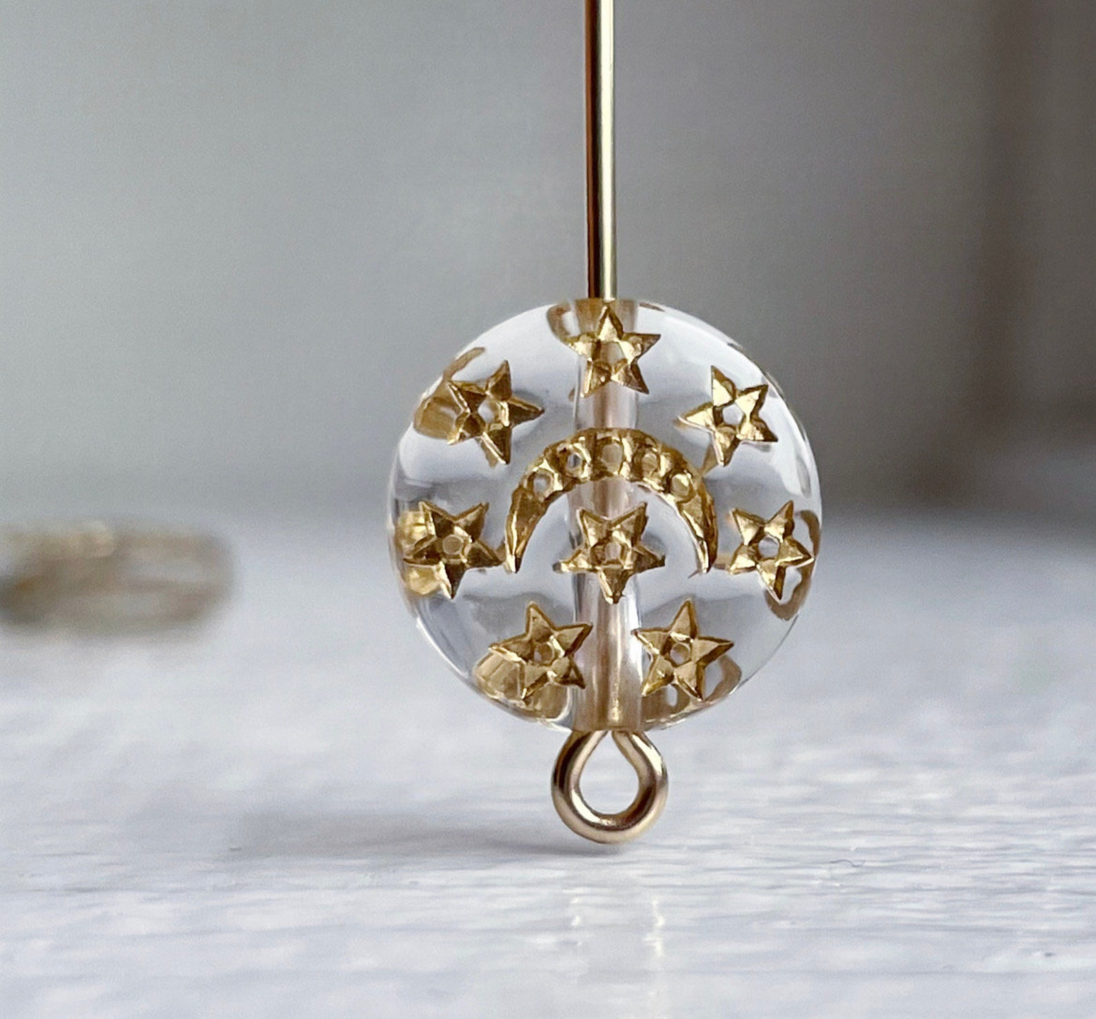 Etched Crystal Gold Moon Stars Coin Acrylic Pillow Beads 13x5mm (14) - Etsy