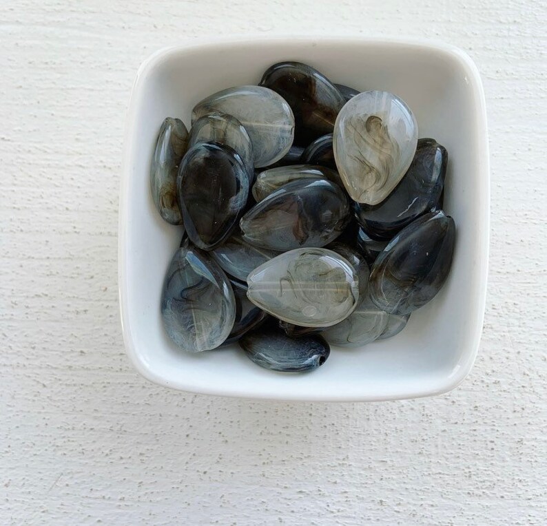 Vintage Lucite Crystal Gray Olive Marbled Givre Flat Teardrop | Etsy