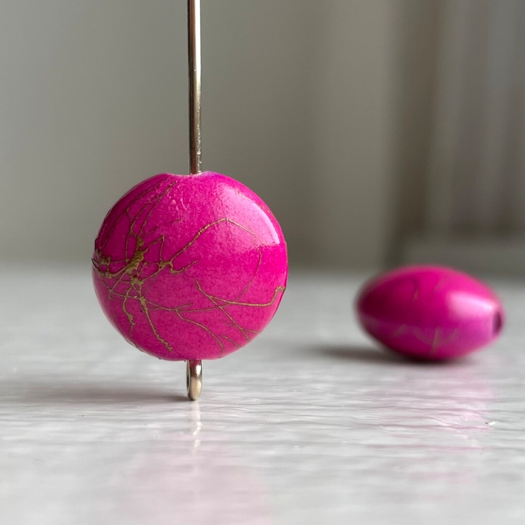Hot Pink Gold Drizzle Acrylic Coin Pillow Beads 14mm 20 - Etsy