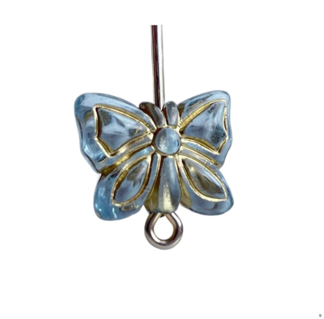 Carved Acrylic Blue Gold Butterfly Moth Beads 15mm (12) - Etsy