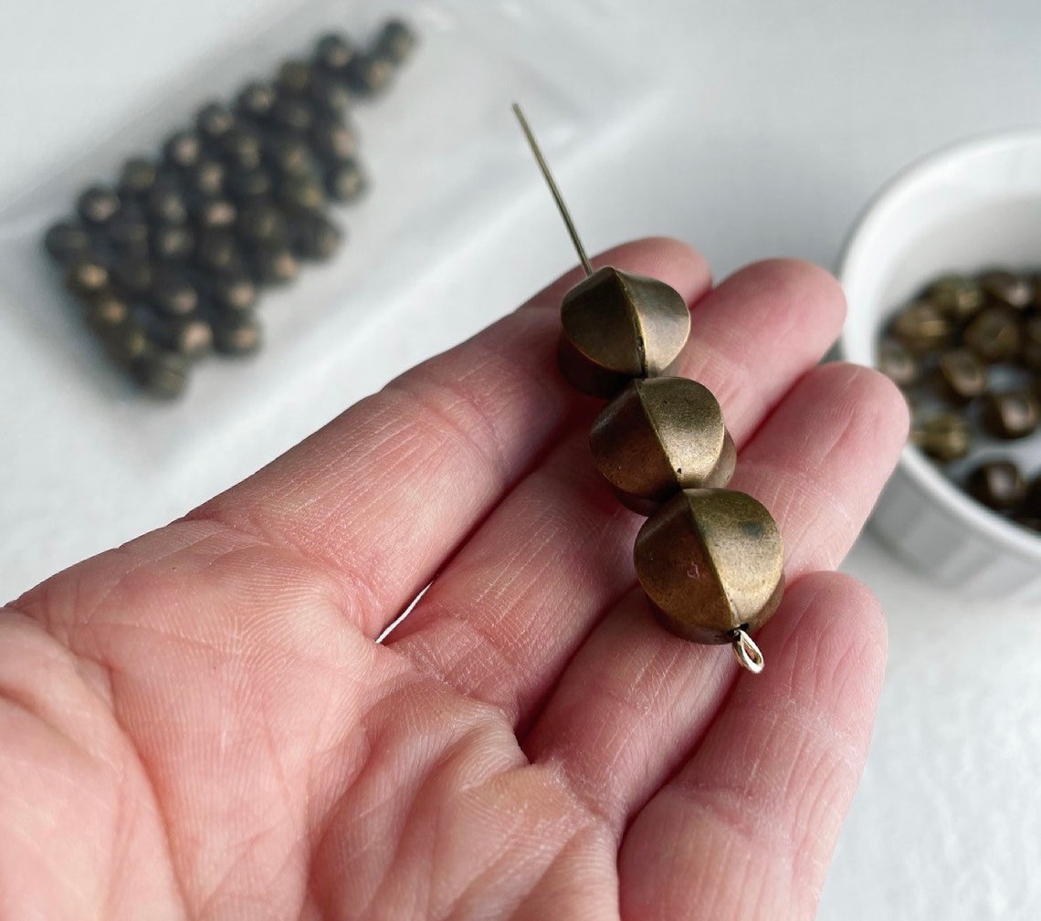 Antique Bronze Gold Acrylic Beveled Round Melon Beads 14mm | Etsy