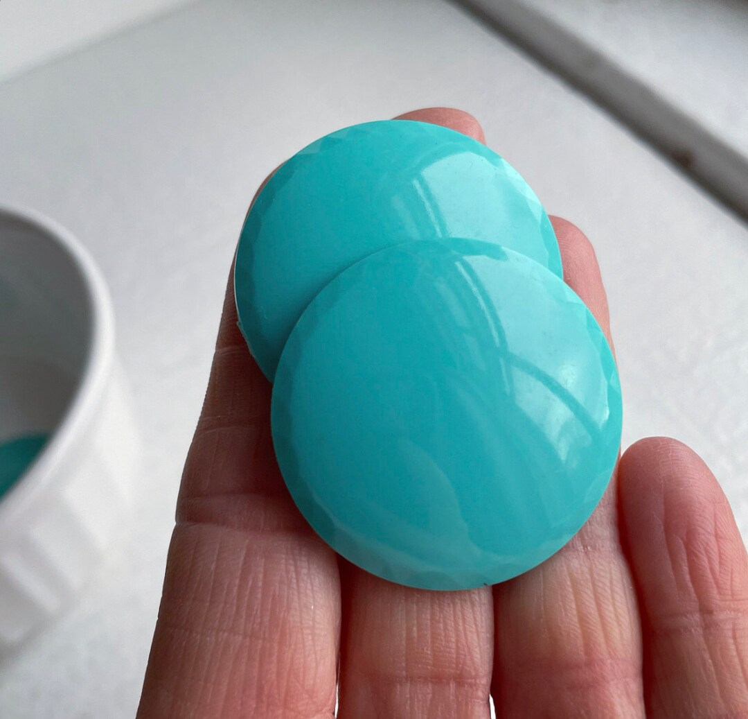 Vintage Turquoise Blue Lucite Round Domed Cabochons Cabs Large ...