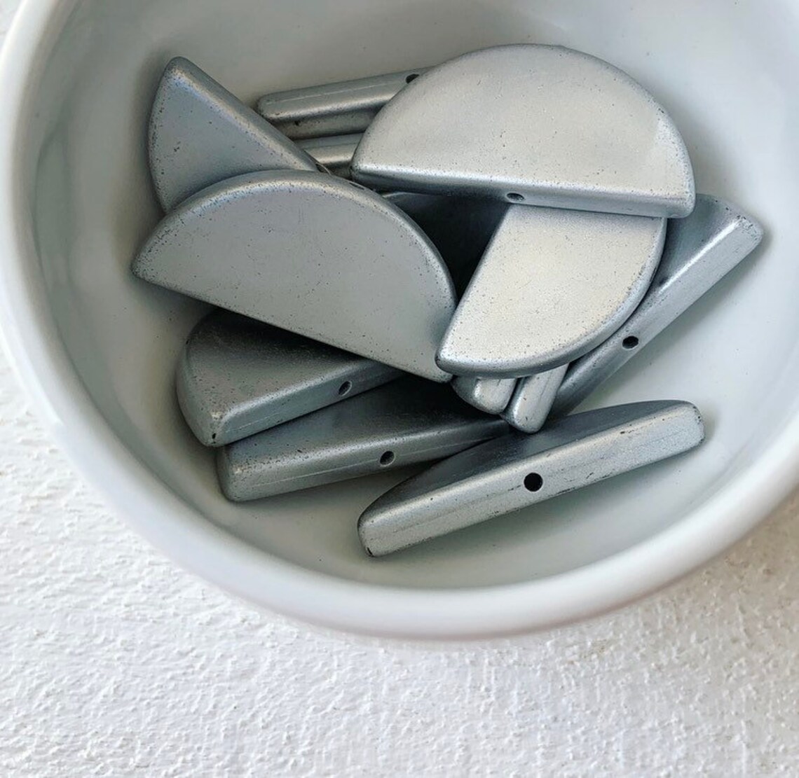 Silver Half Moon Acrylic Matte Beads 38mm 8 Half Round - Etsy