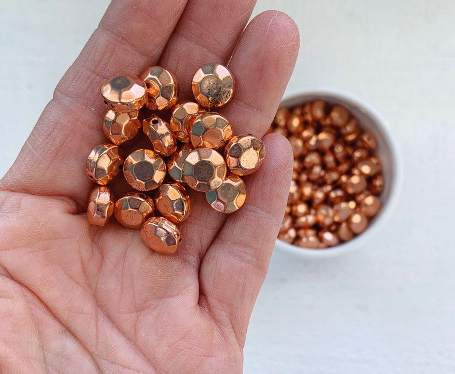 Acrylic Copper Ornate Faceted Gem Beads Coin 10mm 20 | Etsy