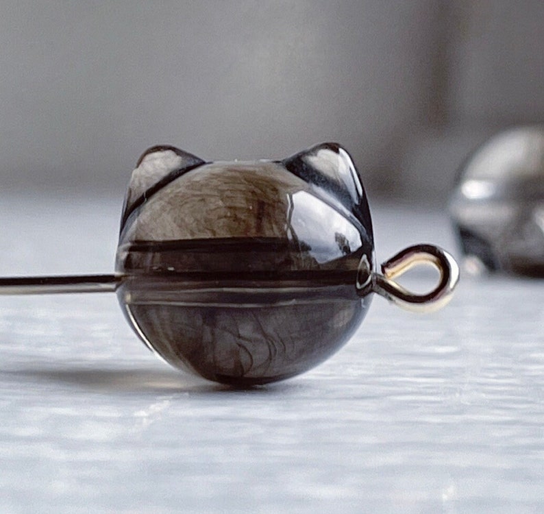 Inky Gray Crystal Round Acrylic Cat Head Smoky Topaz Beads 12mm (12) - Etsy