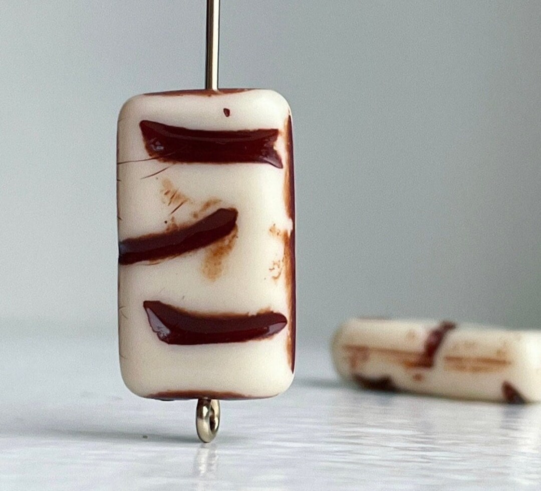Vintage Lucite Etched Carved Ivory Brown Rectangle Beads 21mm (10) - Etsy