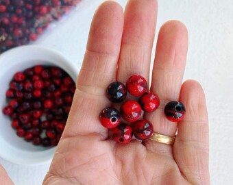 Red Black Beads | Etsy