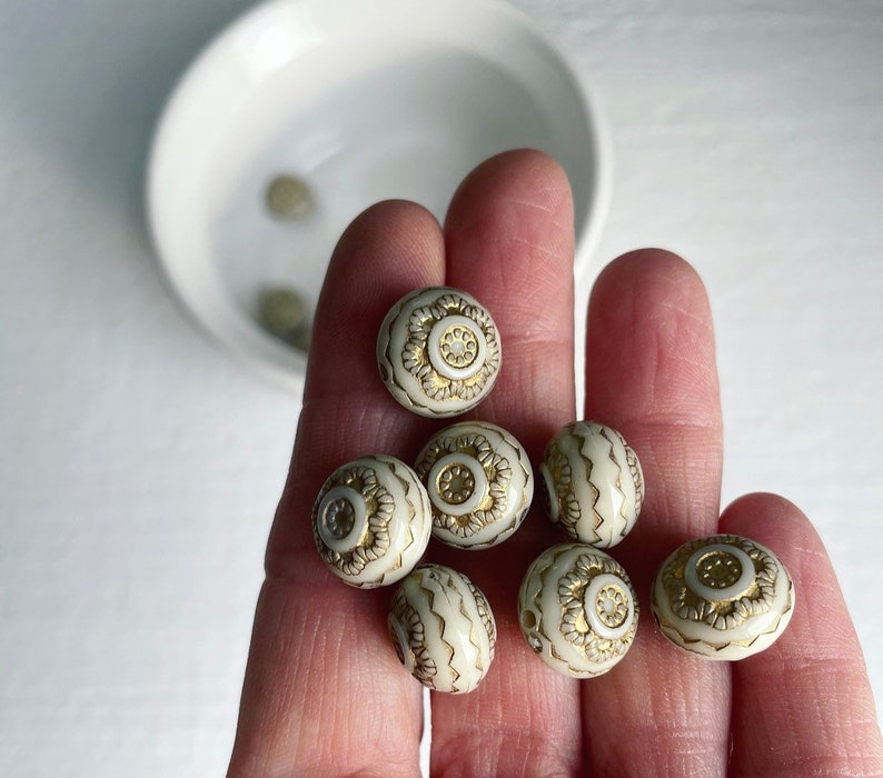 Carved Etched Ivory Gold Acrylic Ornate Floral Coin Pillow - Etsy