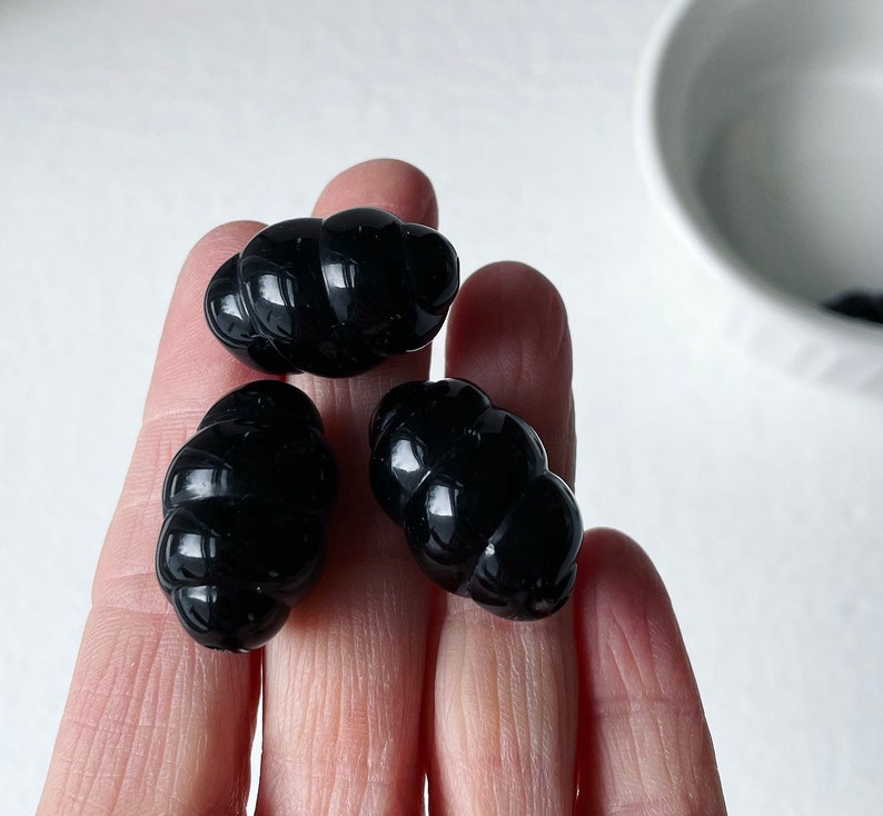 Vintage Black Lucite Twisted Fluted Oval Ridged Tube Beads - Etsy