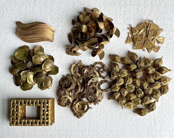 Vintage Raw Brass Findings Stampings Pendants Lot Mixed (16 Oz) as ...
