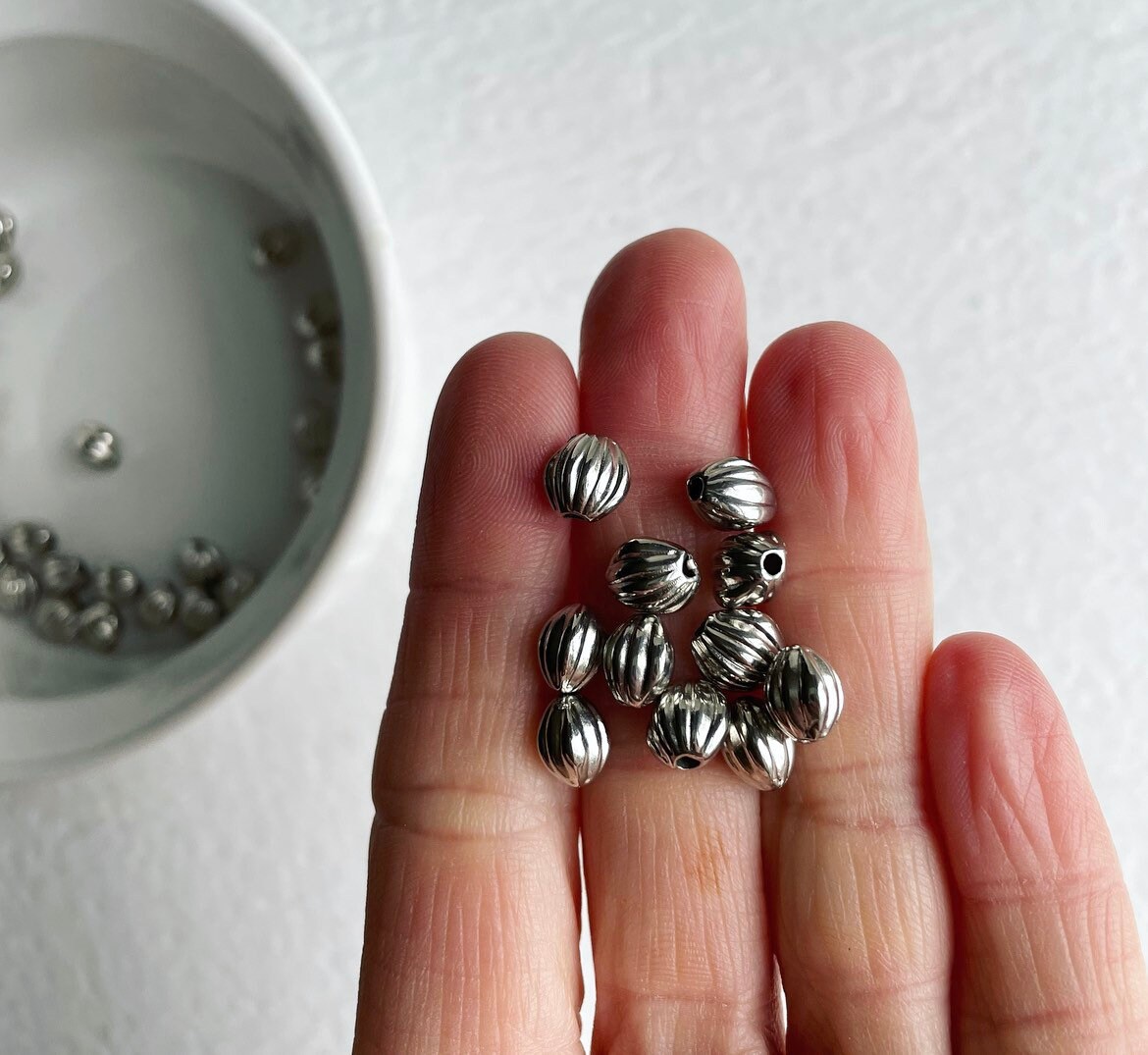 Silver Fluted Oval Beads Squashed Acrylic Beads 7mm 30 - Etsy