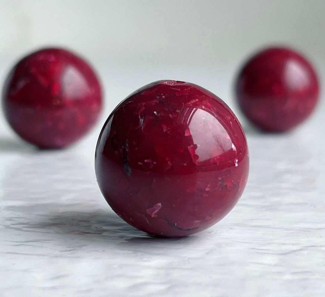 Vintage Rusty Red Pitted Granite Round Lucite Beads Organic 16mm (10 ...