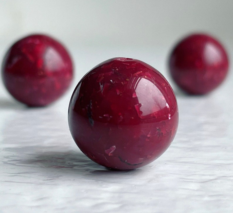 Vintage Rusty Red Pitted Granite Round Lucite Beads Organic 16mm (10 ...