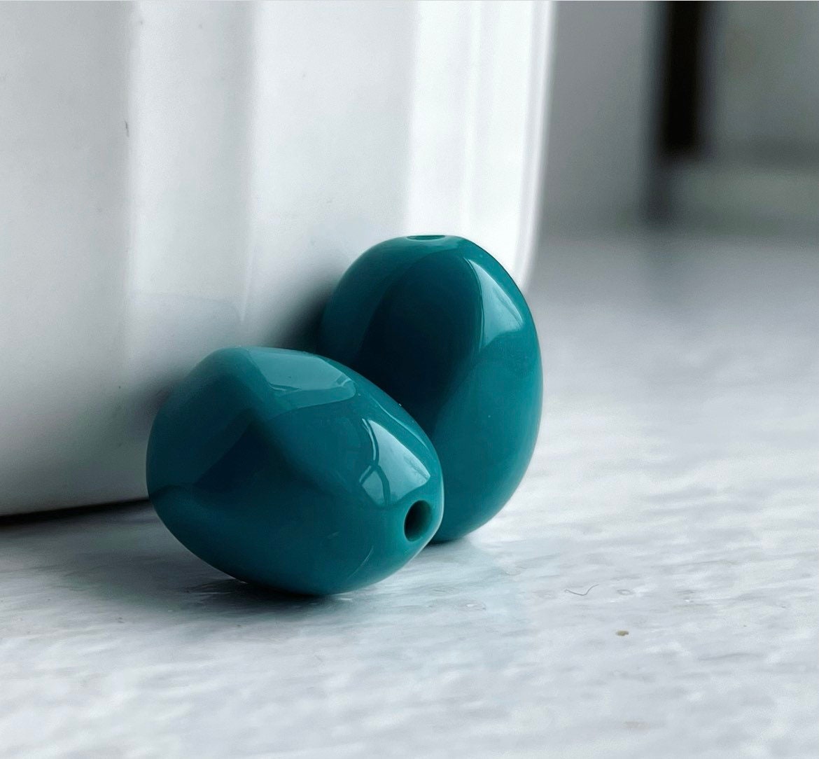 Vintage Teal Lucite Fluted Beveled Oval Beads Italy 16mm (12 Beads) - Etsy