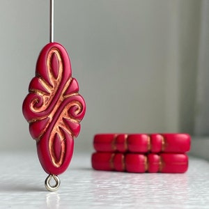 Deep Raspberry Pink Gold Etched Flat Oval Acrylic Beads 30mm - Etsy