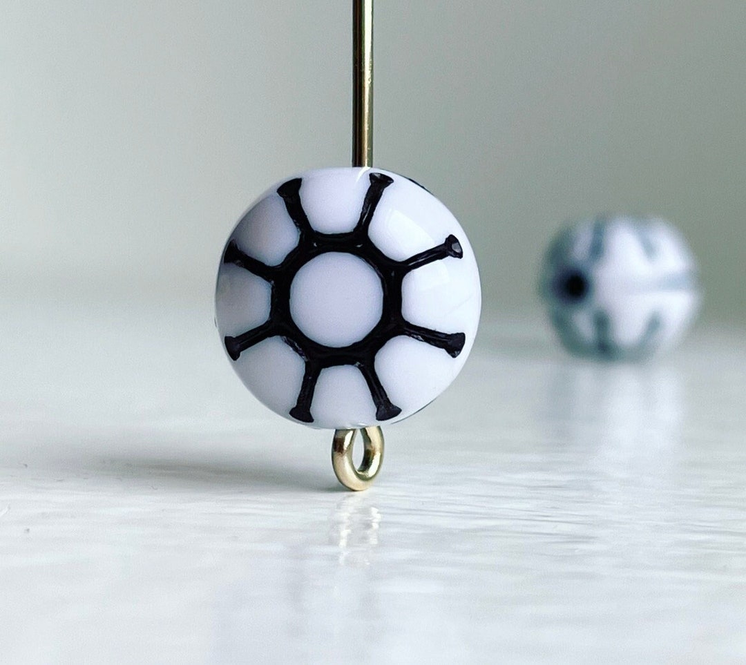 Black White Acrylic Carved Coin Pillow Beads 12mm 20 - Etsy