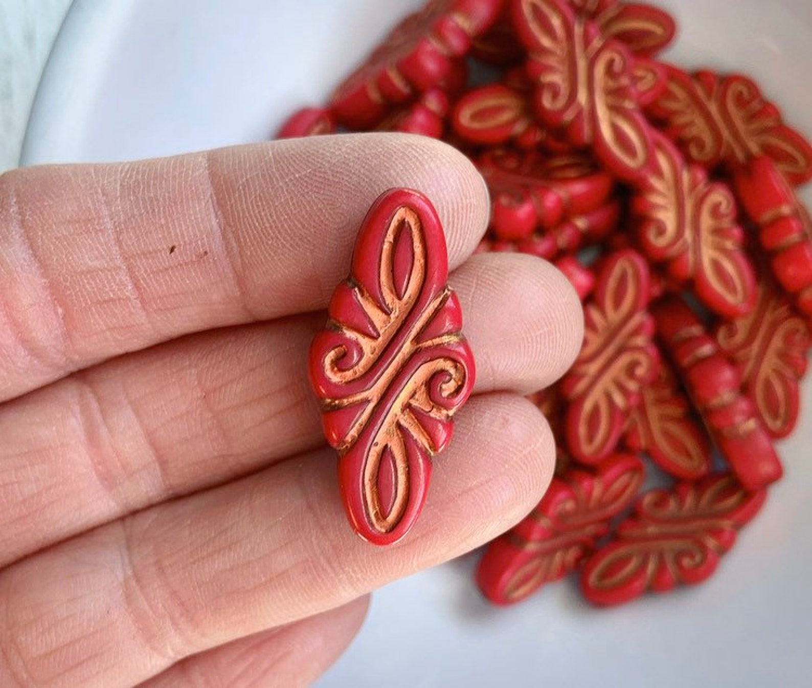 Deep Raspberry Pink Gold Etched Flat Oval Acrylic Beads 30mm | Etsy