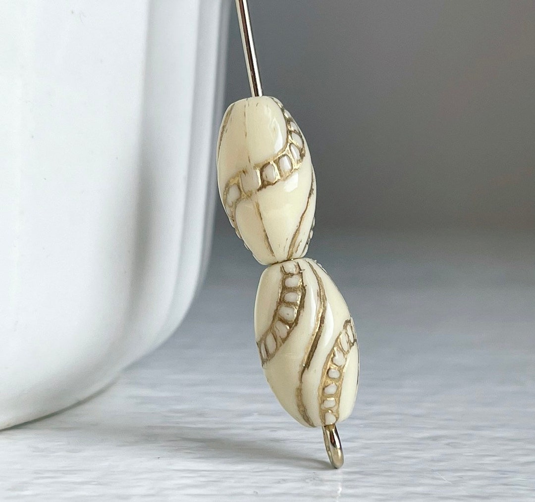 Oval Ivory Gold Carved Acrylic Beads Etched 13mm 25 - Etsy