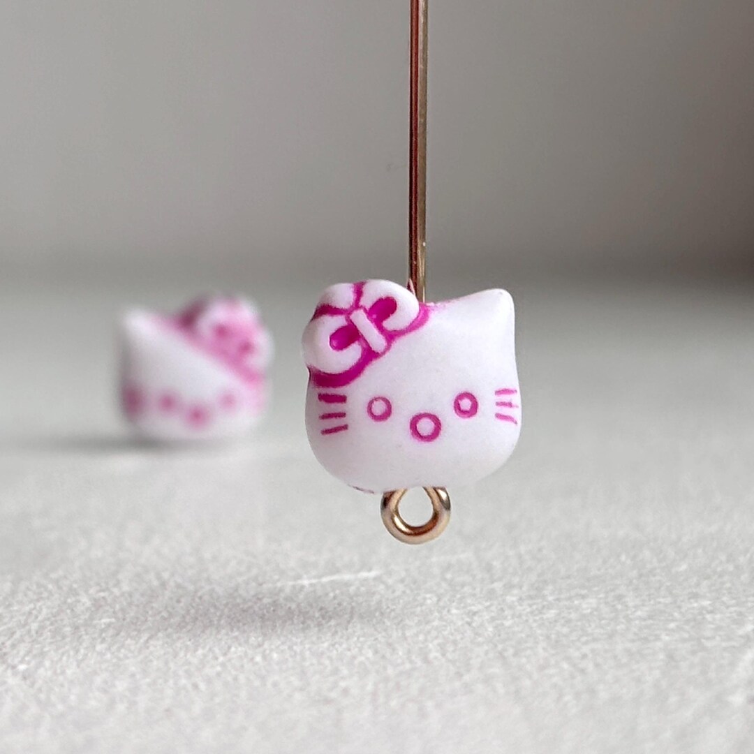Hot Pink White Carved Acrylic Cat Face Kitty Bow Beads 12mm (12) - Etsy