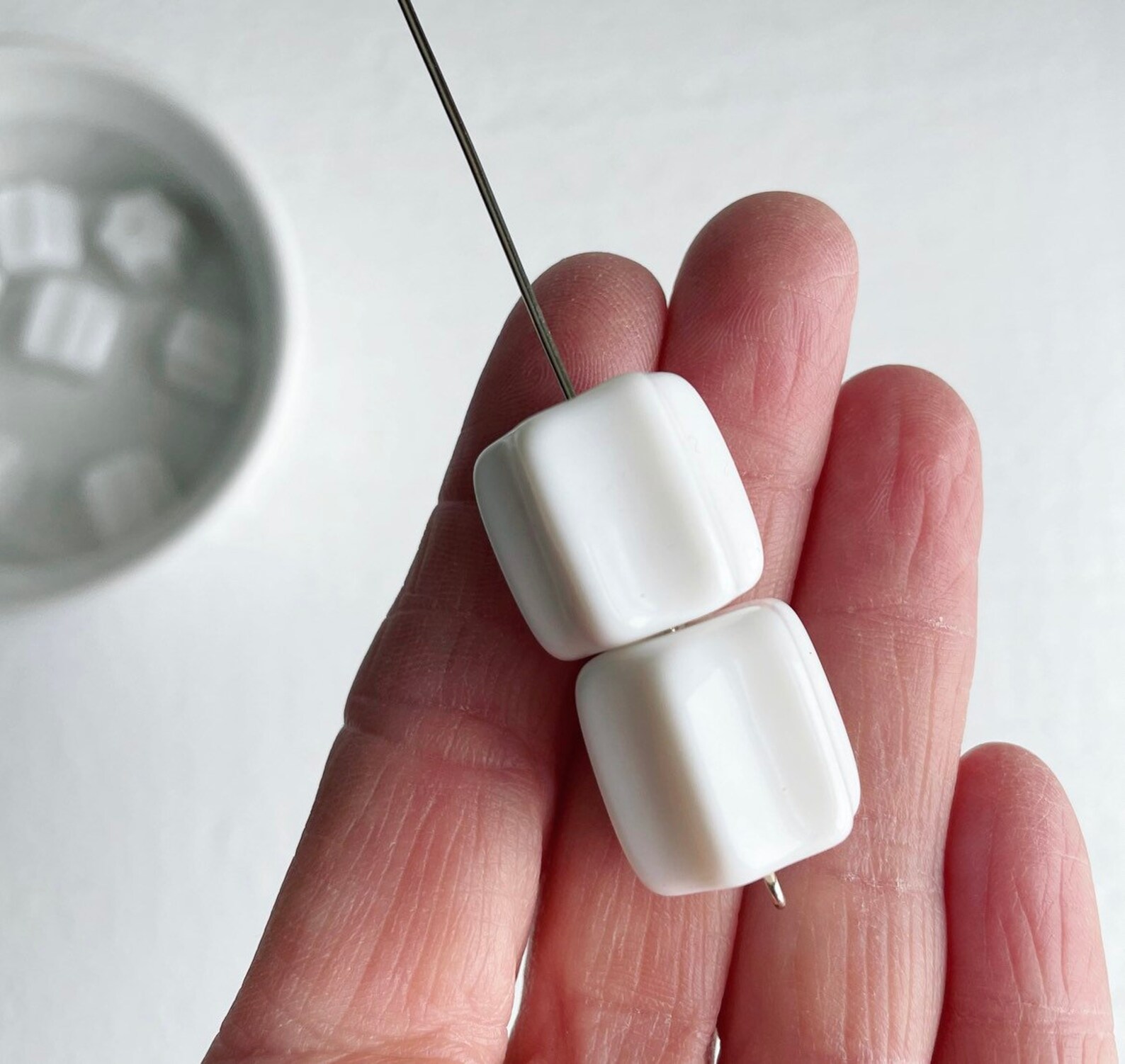 Vintage White Lucite Pinched Barrel Star Shaped Beads 18mm | Etsy