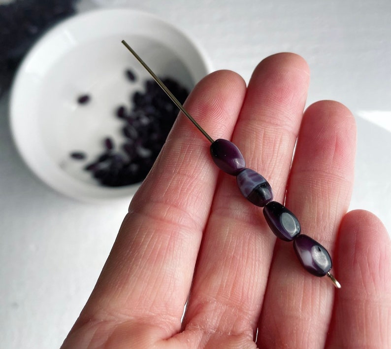 Vintage Czech Glass Oval Beads Purple White Marbled Beveled 9mm (20) - Etsy