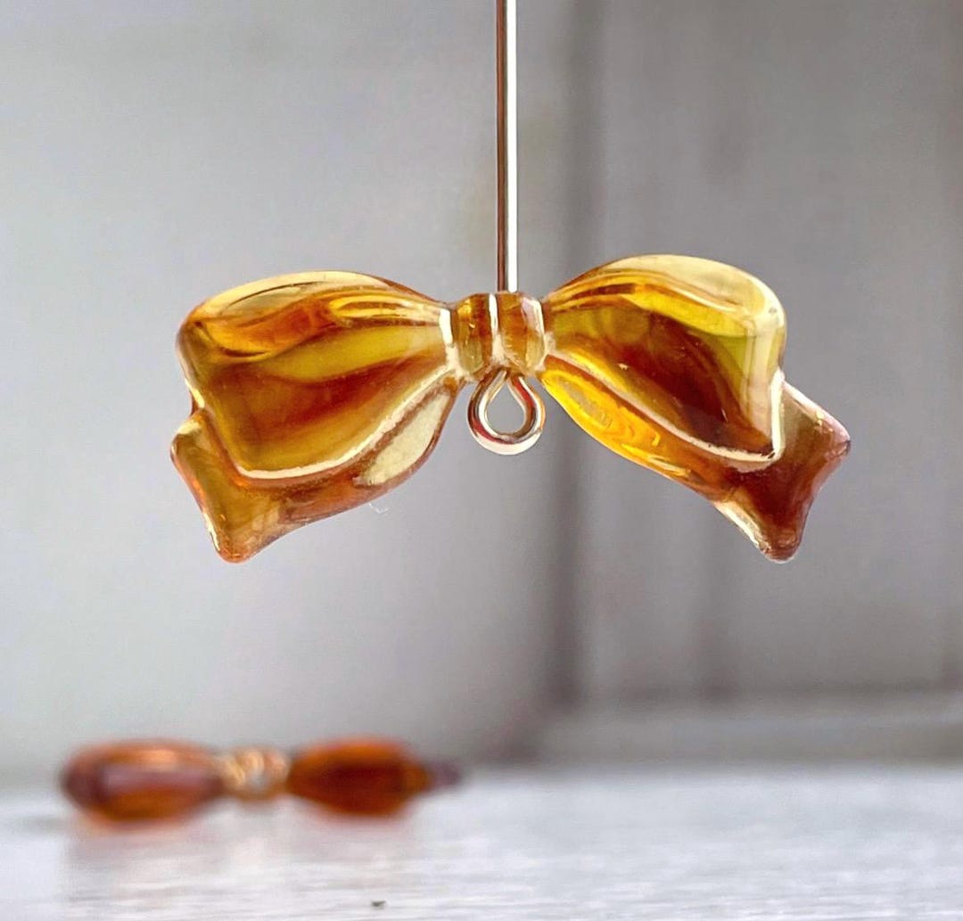 Tortoiseshell Tortoise Gold Acrylic Bow Beads Bowtie Carved Etched ...