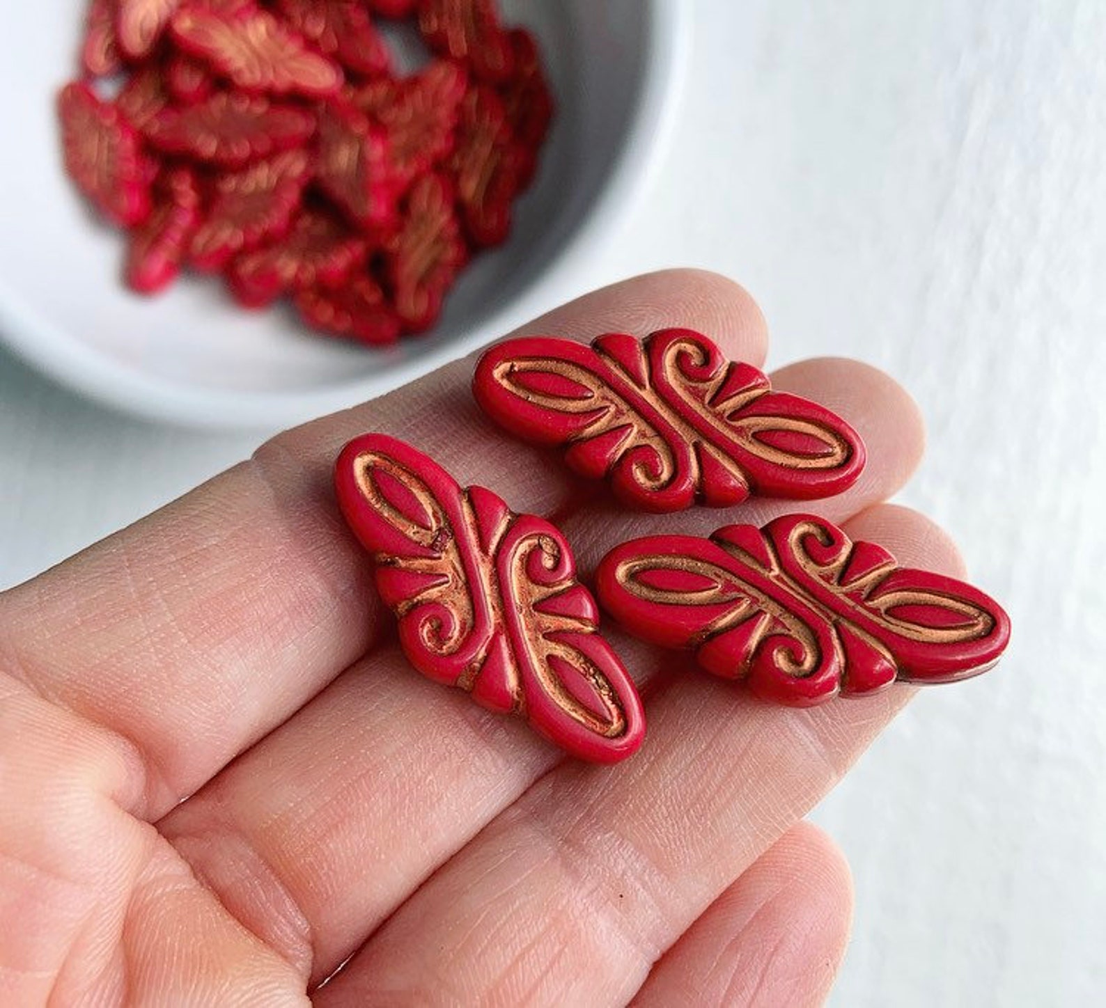 Deep Raspberry Pink Gold Etched Flat Oval Acrylic Beads 30mm | Etsy